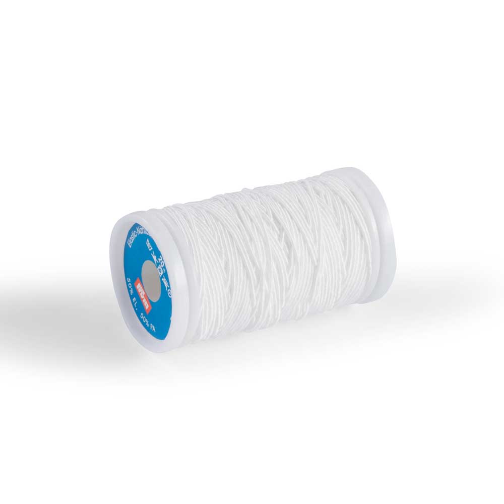 Prym Elastic Sewing Thread 0.5mm, White - Marent Crafts Haberdashery