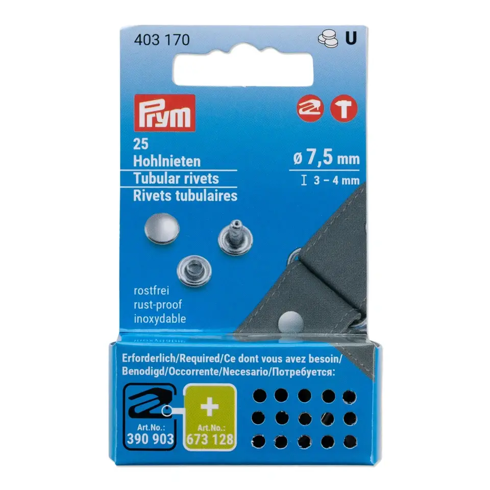 Prym Tubular Rivets, 3-4mm, silver-coloured, 25 items - Marent Crafts ...